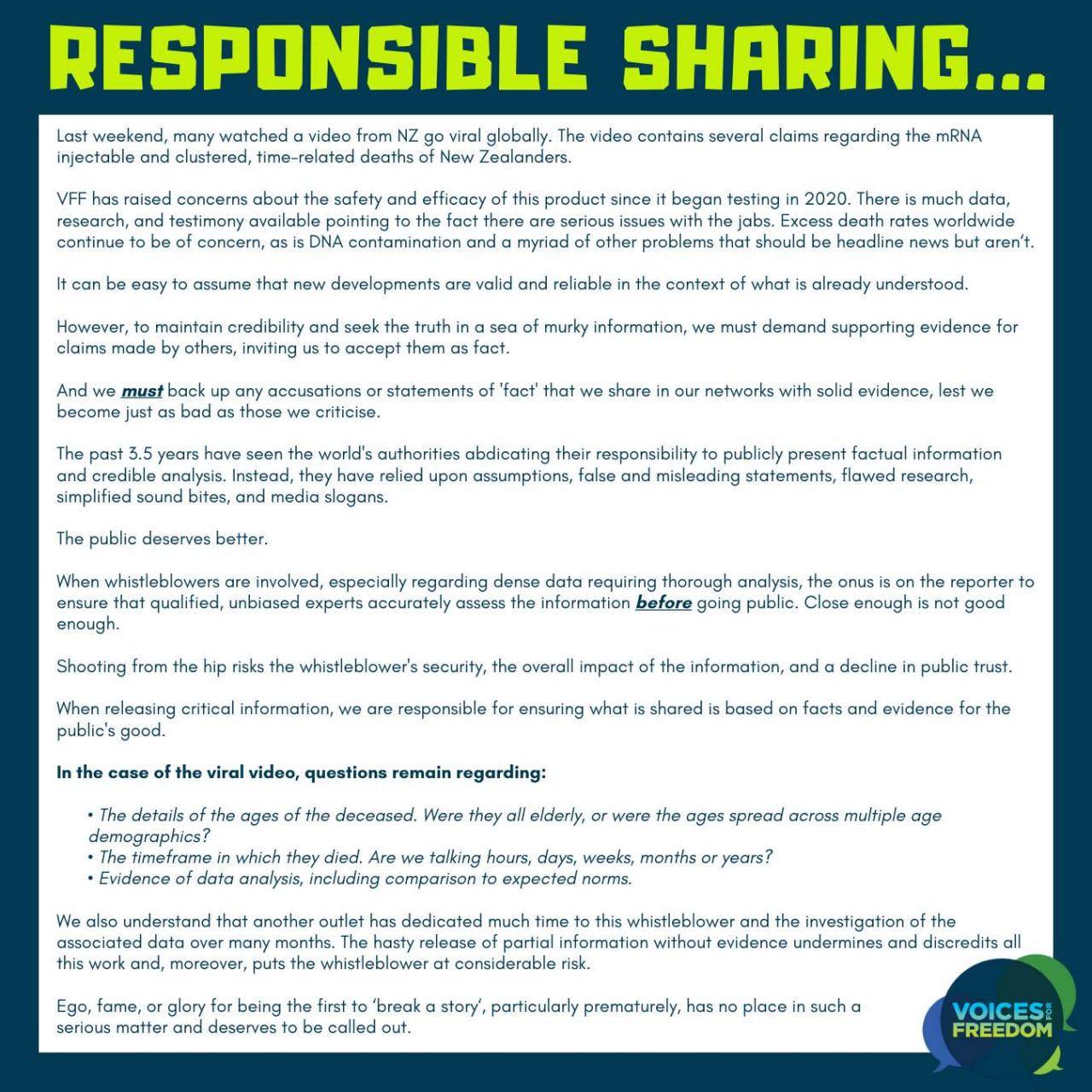 Responsible Sharing - Voices For Freedom